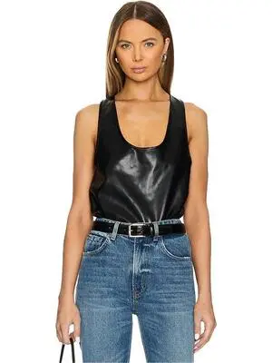 SEROYA Nina Faux Leather Bodysuit - Black