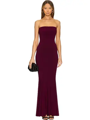Norma Kamali Strapless Fishtail Gown - Plum