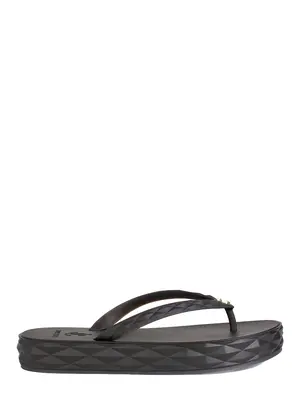 JIMMY CHOO Jimmy Choo Diamond Embossed Platform Flip Flops Black