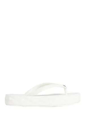 JIMMY CHOO Jimmy Choo Diamond Embossed Platform Flip Flops White