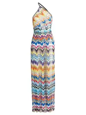 Missoni Oneshoulder Metallic Crochet-knit Maxi Dress - Yellow