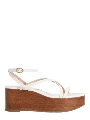 STUART WEITZMAN Wovette Braided Leather Platform Sandals - Ecru