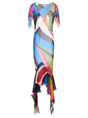 Emilio Pucci Ruffled Printed Silk-crepon Maxi Dress - Multicolor