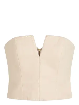 Zimmermann Cropped Strapless Bustier Top Ecru