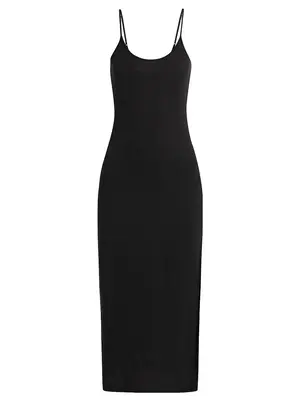 Onia Linen-blend Jersey Maxi Slip Dress - Black