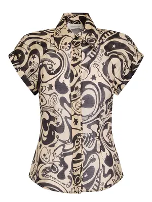 Zimmermann Printed Linen And Silk-blend Shirt - Beige