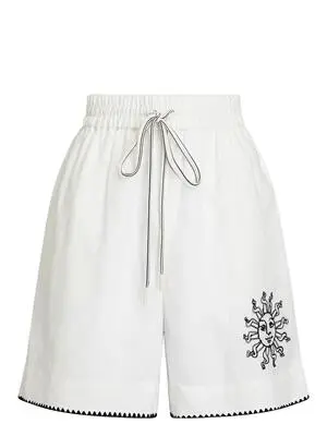 ZIMMERMANN Embroidered Linen High-Rise Shorts