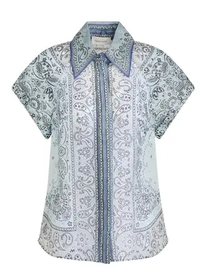 Zimmermann Paisley-print Linen And Silk-blend Shirt - Sky Blue