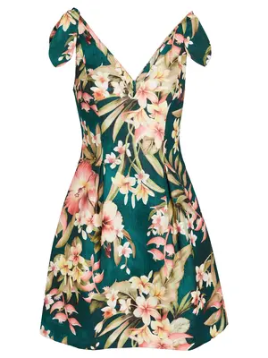 Zimmermann Lexi Floral-print Linen Mini Dress - Emerald