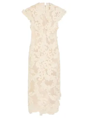 Zimmermann Velvet And Tulle Midi Dress - Cream