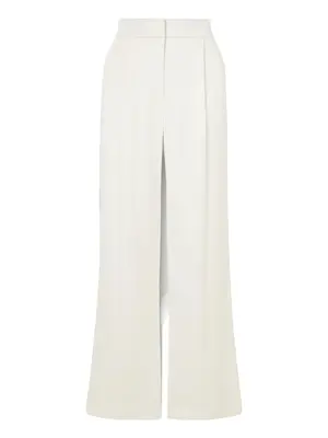 Veronica Beard Robinne Pleated Wide-leg Pants - White