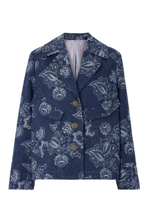 Etro Oversized Cotton-jacquard Jacket - Blue