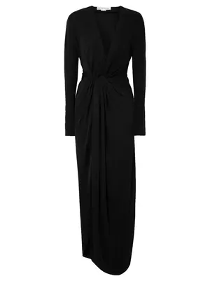 Victoria Beckham Knotted Draped Jersey Midi Dress - Black