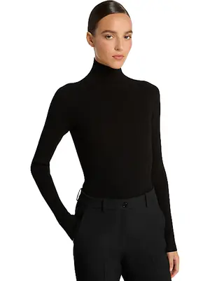 Michael Kors Stretch Viscose Turtleneck Bodysuit - Black