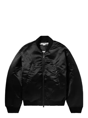 Acne Studios Logo-embroidered Padded Satin Bomber Jacket - Black