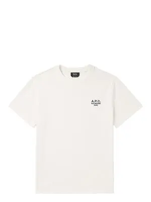 A.p.c. Logo-embroidered Cotton-jersey T-shirt - White