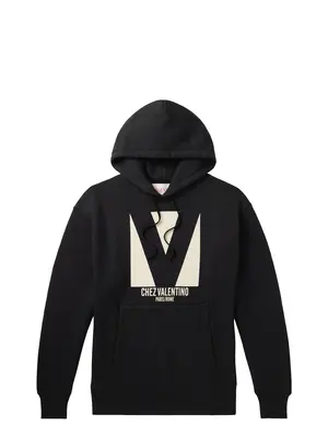 Valentino Garavani Logo-print Cotton-jersey Hoodie - Black