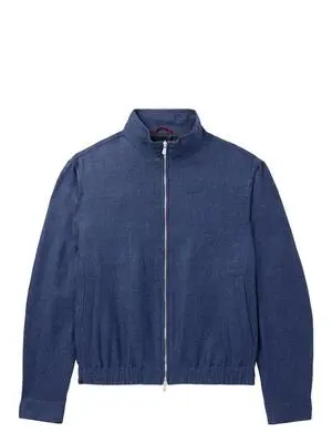 Brunello Cucinelli Linen, Wool, And Silk-blend Bomber Jacket - Blue