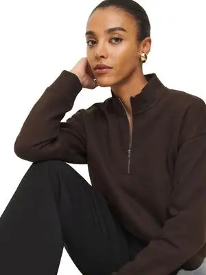 REFORMATION Maddie Zip Sweatshirt Brown