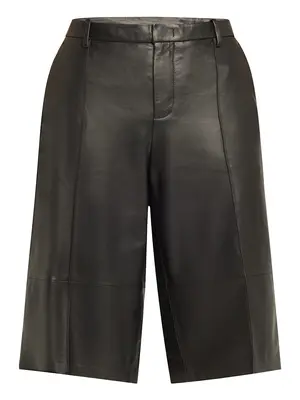 Vince Mid-rise Leather Shorts - Black