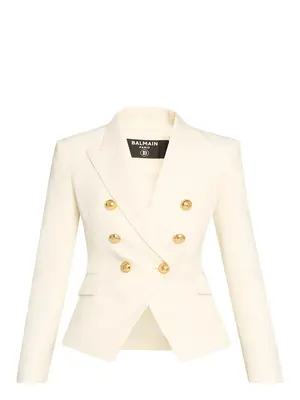Balmain Balmain Classic Fitted Wool Jacket White