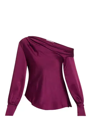Simkhai Alice Draped One-shoulder Top - Acai