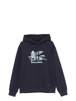 Etro Pegaso-motif Hoodie - Blue