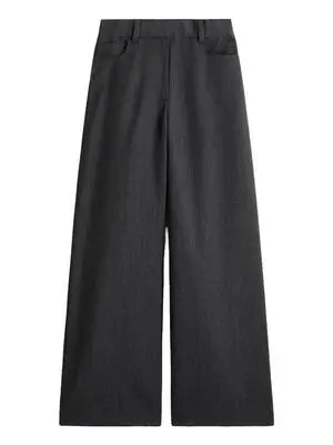 Cos Regular Wool-blend Wide-leg Trousers - Black
