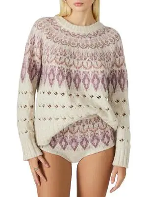 Steve Madden Suzette Fair Isle Sweater - Lilac Multi