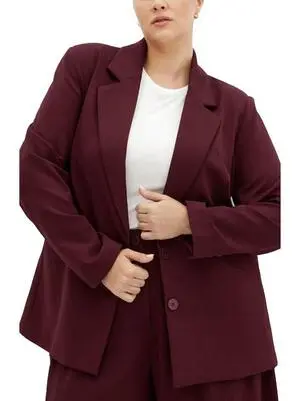 City Chic City Chic Ponte Knit Blazer Dark Cherry