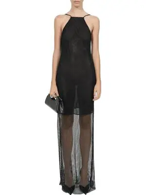 Mango Crystal Mesh Maxi Dress - Black