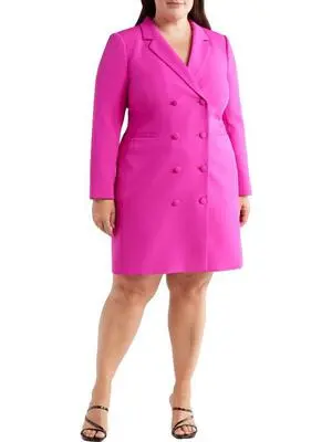 TAHARI ASL Milano Long Sleeve Coat Dress - Shocking Pink