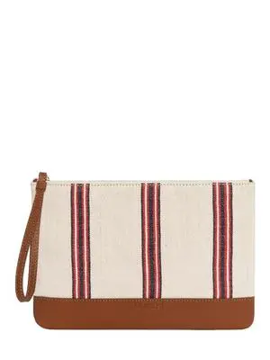 K'AI & VROSI Apollon Calfskin And Handloomed Fabric Clutch - Brown