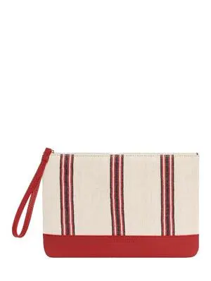 K'AI & VROSI Apollon Calfskin And Handloomed Fabric Clutch - Red