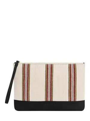 K'AI & VROSI Antiochia Calfskin And Handloomed Fabric Clutch