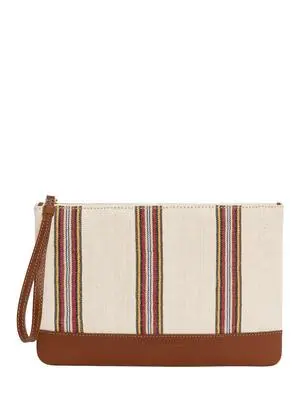 K'AI & VROSI Antiochia Calfskin And Handloomed Fabric Clutch - Brown