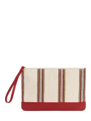 K'AI & VROSI Antiochia Calfskin And Handloomed Fabric Clutch - Red