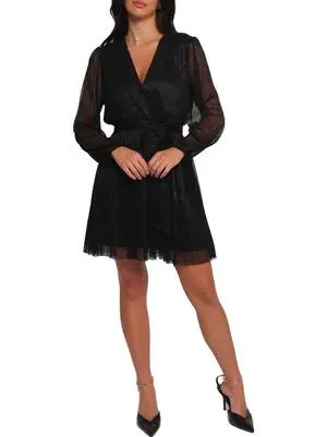 PETAL & PUP Zhara Metallic Mini Dress - Black