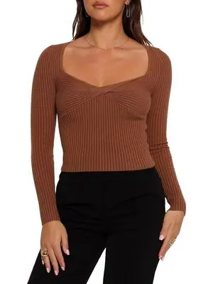 PETAL & PUP Akopo Sweetheart Neck Top - Cognac