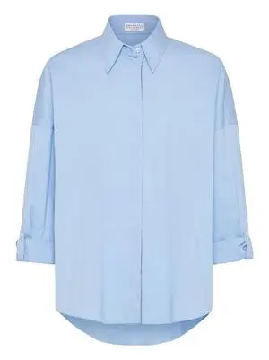 Brunello Cucinelli Brunello Cucinelli Stretch Cotton Poplin Shirt Azure