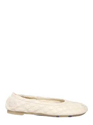 Burberry Sadler Leather Ballerina Flats - White