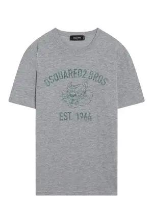 Dsquared2 Mélange T Shirt With Logo Print - Grey