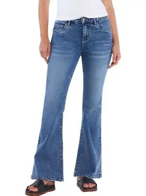 HINT OF BLU Mid Rise Flare Jeans - Camila Blue