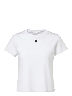 Alexander McQueen Skull Cropped T-shirt - White