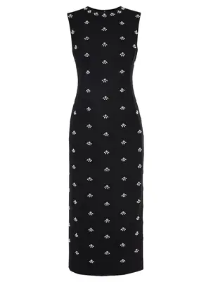 Oscar De La Renta Embellished Wool-blend Cocktail Dress - Black