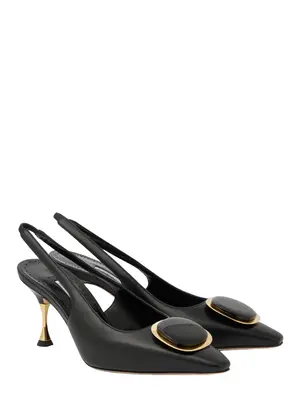 Manolo Blahnik Chiaran 70 Leather Slingback Pumps - Black