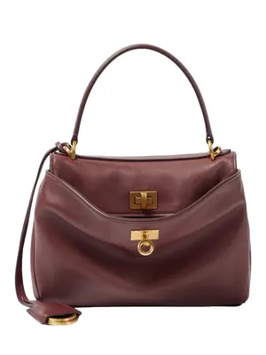 Balenciaga Rodeo Mini Leather Tote Bag - Burgundy