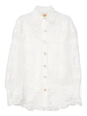 Farm Rio Swan Lake Guipure Shirt - White