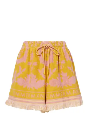 Zimmermann Wylie Fringed Cotton Terry Shorts - Yellow