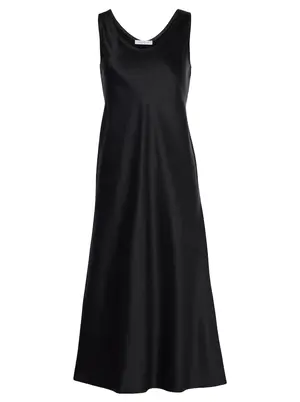 Max Mara Banjo Silk Satin Midi Dress - Black